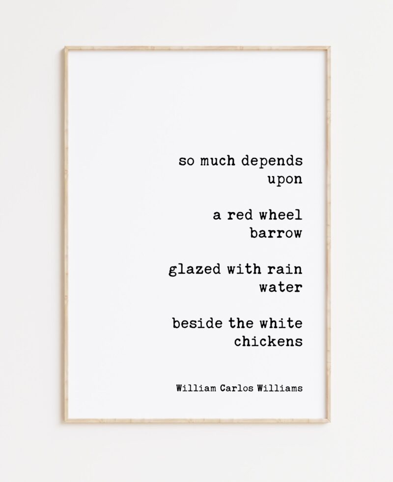 The Red Wheelbarrow by William Carlos Williams Typography Art Print ...