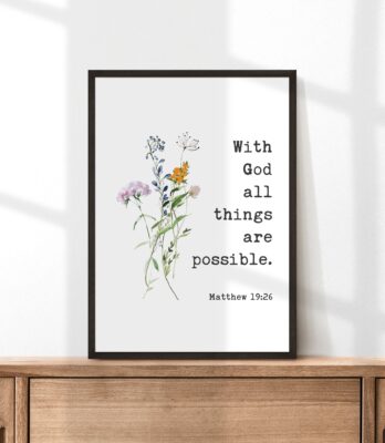 With God All Things Are Possible Matthew 19:26 Typography Art Print ...