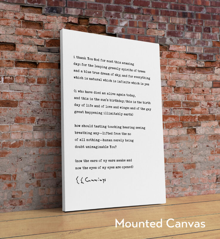 i thank You God for most this amazing - E.E. Cummings Poem Typography ...